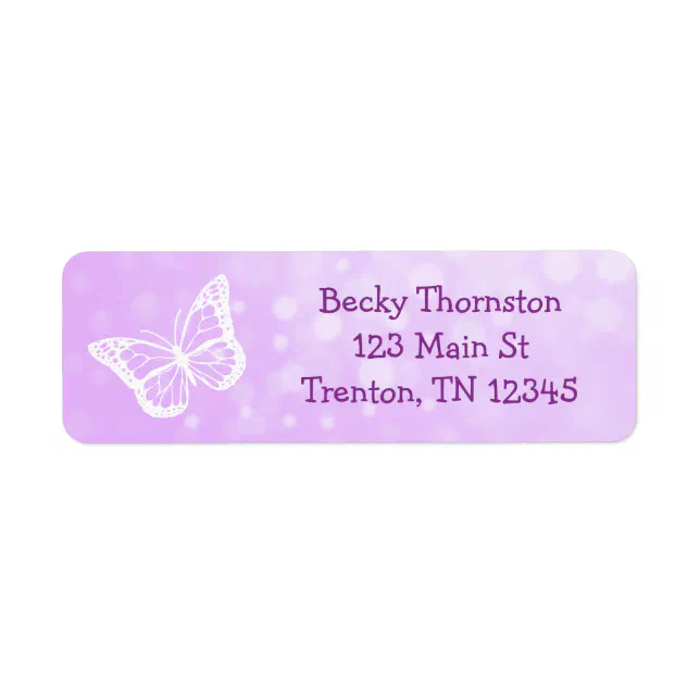 Purple Butterfly Return Address Label | Zazzle