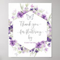 Purple butterfly Thank you for fluttering by Poster | Zazzle