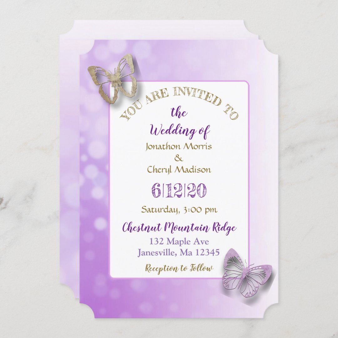 Purple Butterfly Wedding Invitations | Zazzle