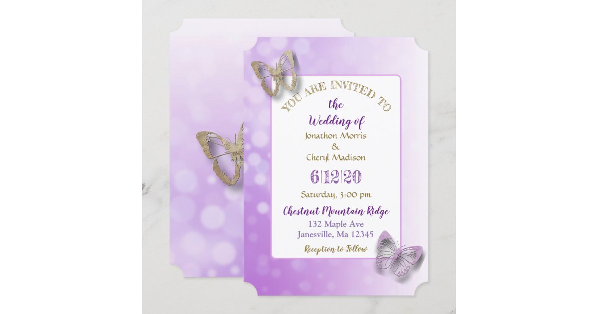 Purple Butterfly Wedding Invitations | Zazzle