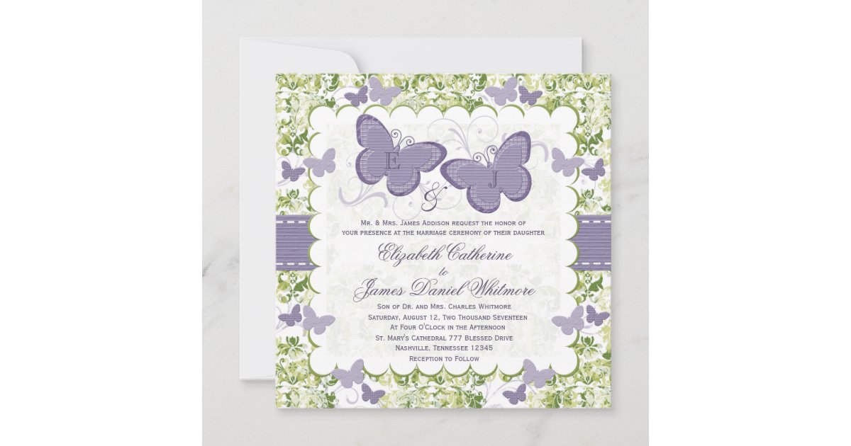 Purple Butterfly Wedding Invitations | Zazzle