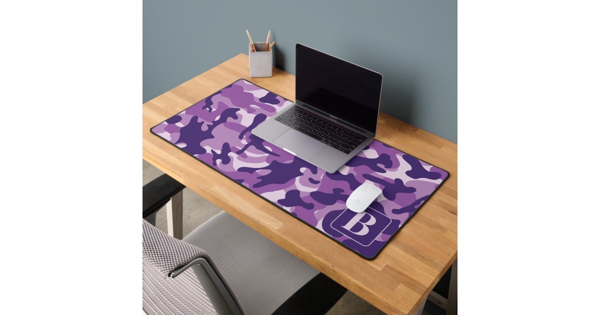 Purple Camo Personalized Girly Monogram Camouflage Desk Mat | Zazzle
