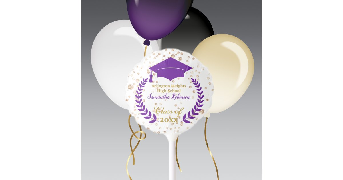 Purple Cap and Laurel Graduation Party Balloon | Zazzle