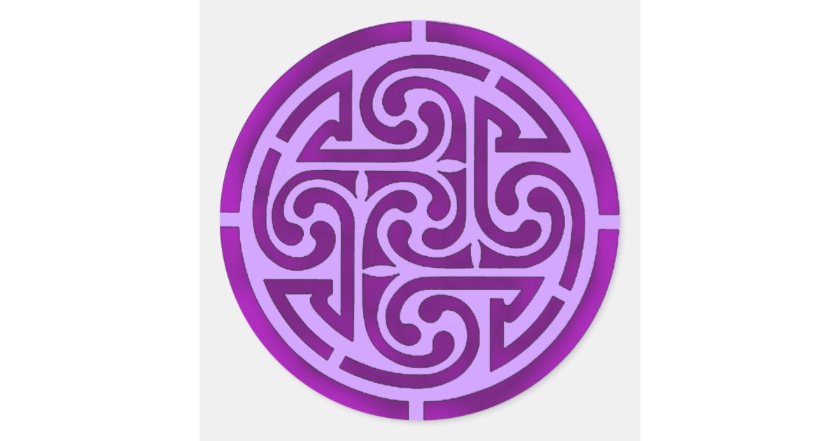 Purple Celtic Knot Design Classic Round Sticker | Zazzle