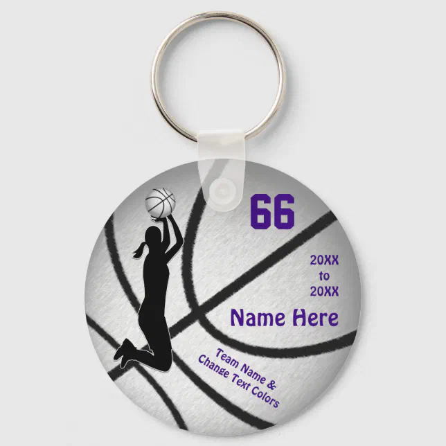 Purple Cheap Basketball Team Gifts for Girls Keychain | Zazzle