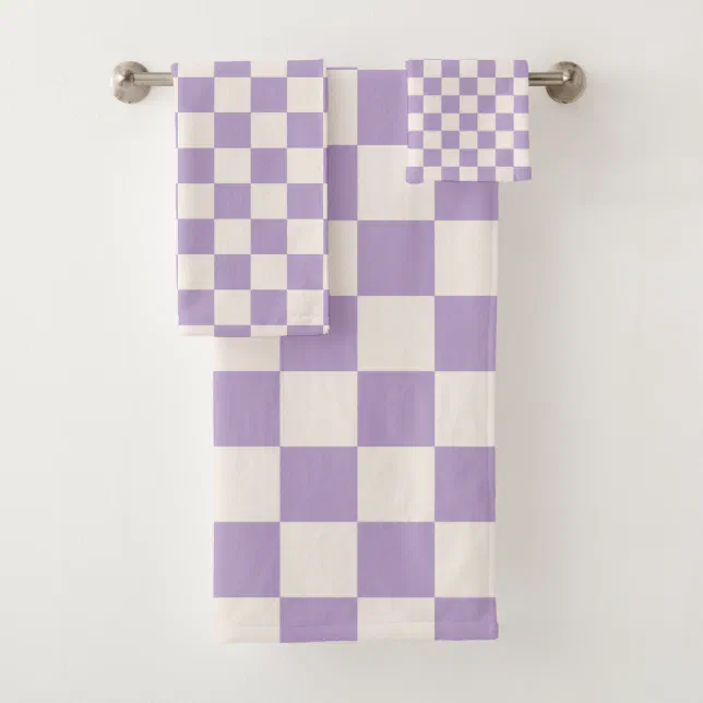 Purple Check, Checkerboard Pattern, Checkered Bath Towel Set | Zazzle