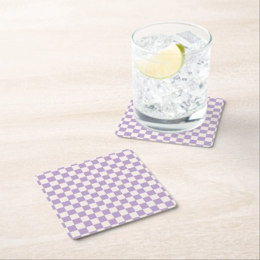 Purple Check, Checkerboard Pattern, Checkered Square Paper Coaster | Zazzle