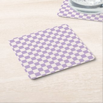 Purple Check, Checkerboard Pattern, Checkered Square Paper Coaster | Zazzle