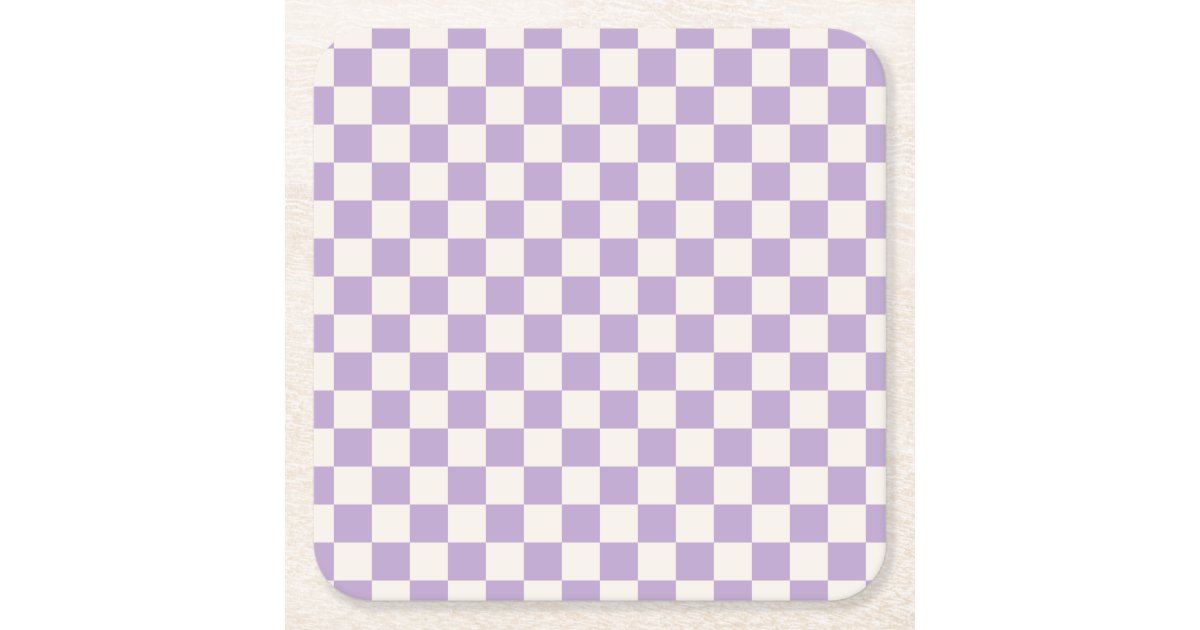 Purple Check, Checkerboard Pattern, Checkered Square Paper Coaster | Zazzle