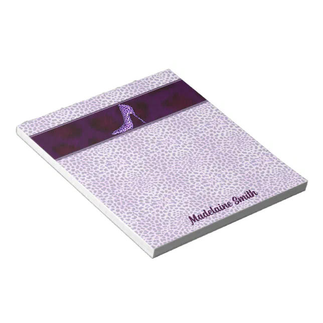 Purple Cheetah Print with her Name Notepad | Zazzle