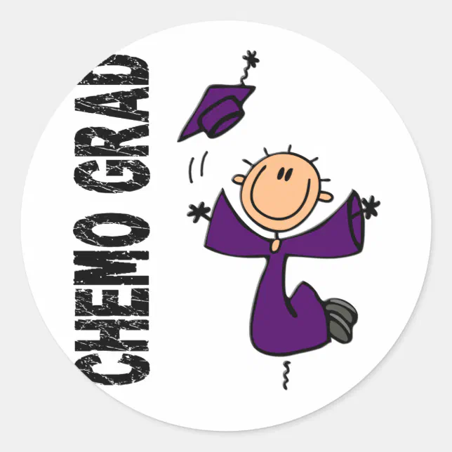 Purple CHEMO GRAD 1 (Pancreatic Cancer) Classic Round Sticker | Zazzle