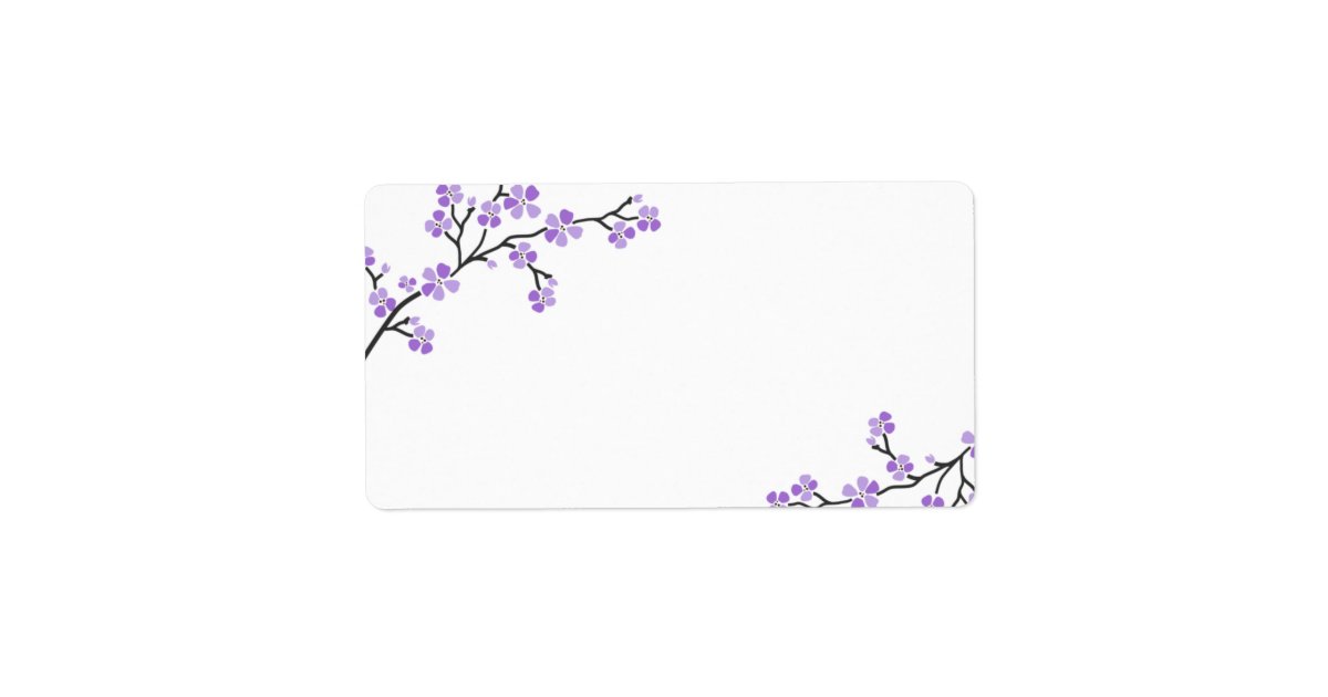Purple Cherry Blossom Labels | Zazzle