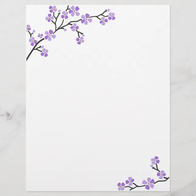 Purple Cherry Blossom letterhead | Zazzle