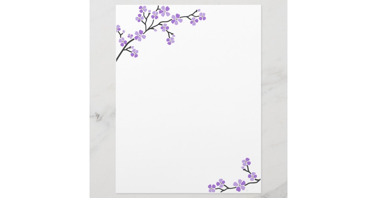 Purple Cherry Blossom letterhead | Zazzle