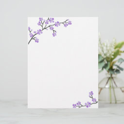 Purple Cherry Blossom letterhead | Zazzle