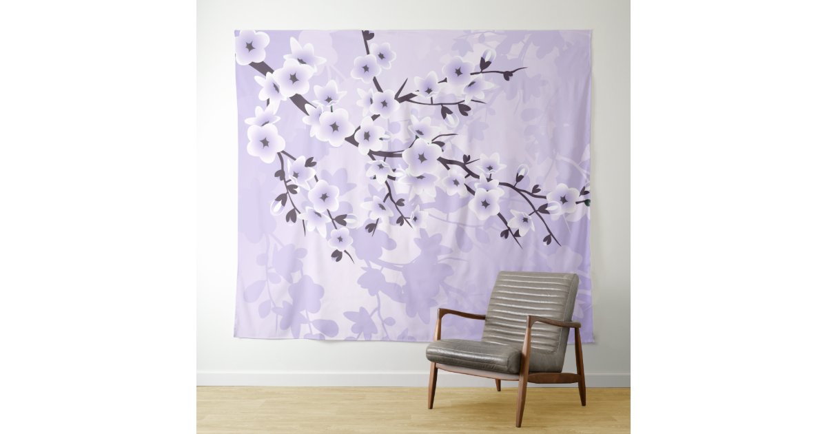 Purple Cherry Blossom Tapestry | Zazzle