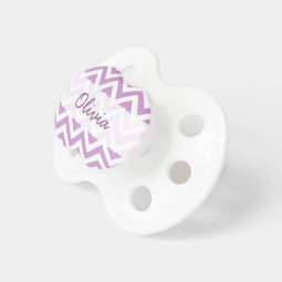 Purple chevron baby pacifier | Monogram Soother | Zazzle