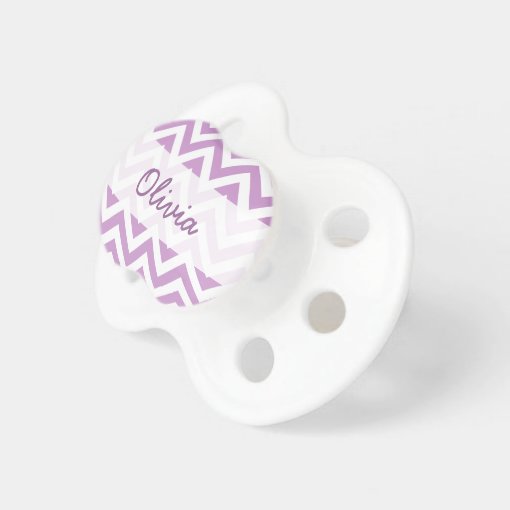 Purple chevron baby pacifier | Monogram Soother | Zazzle