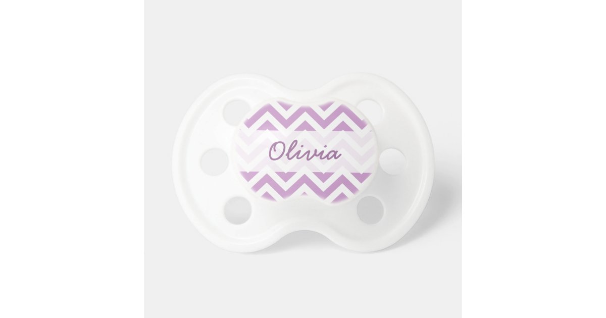 Purple chevron baby pacifier | Monogram Soother | Zazzle