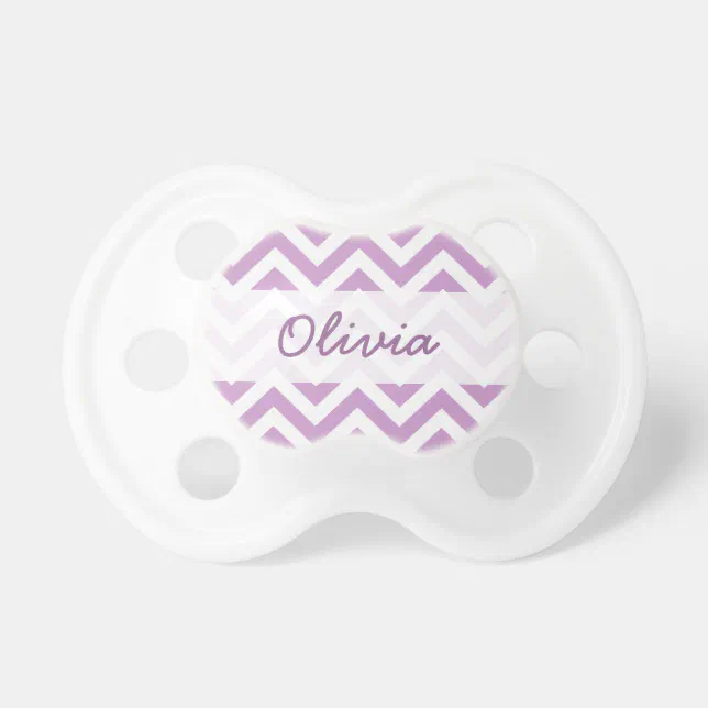 Purple chevron baby pacifier | Monogram Soother | Zazzle