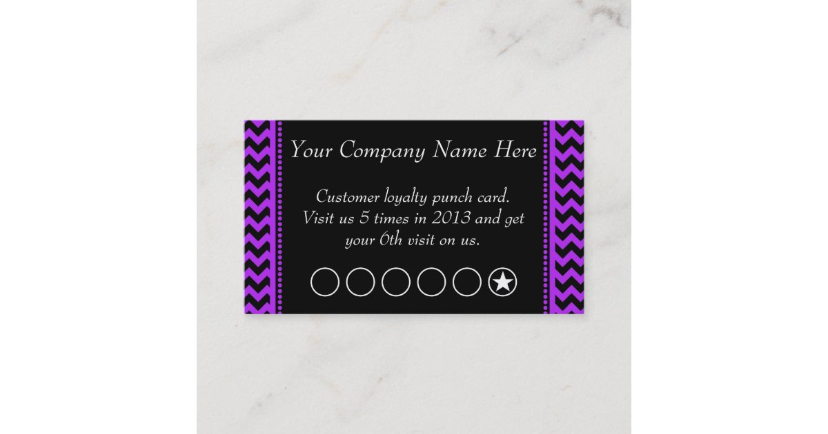 Purple Chevron Discount Promotional Punch Card | Zazzle