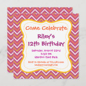 Purple Chevron Pattern Birthday Party Invitations | Zazzle