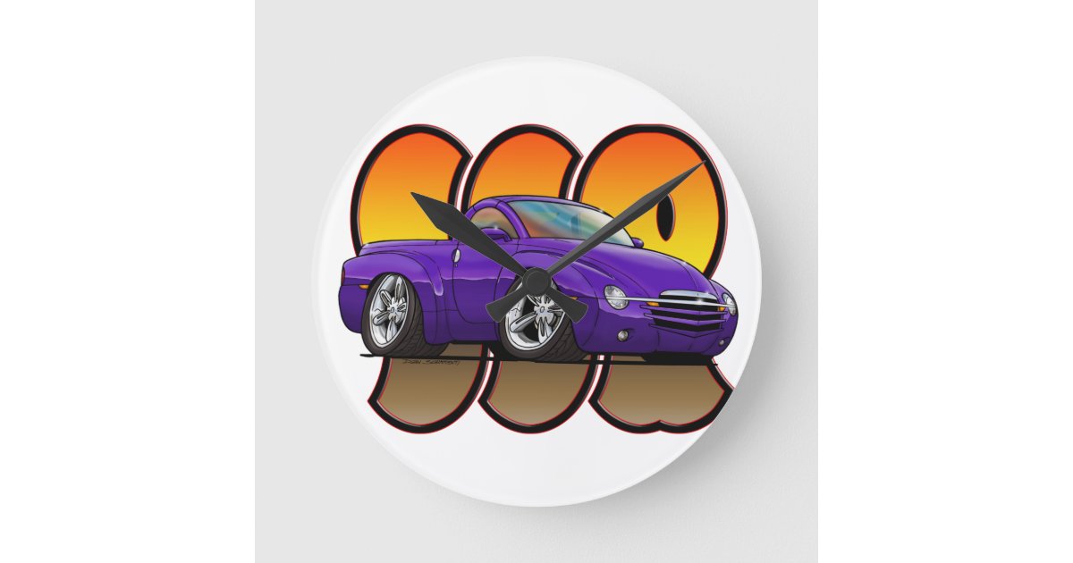 Purple Chevy SSR Round Clock | Zazzle