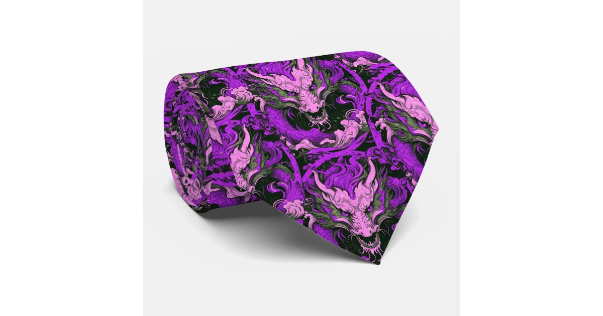 Purple Chinese Dragons Neck Tie | Zazzle