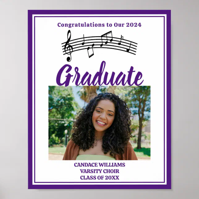 Purple Choir Photo High School Graduation Party Poster | Zazzle