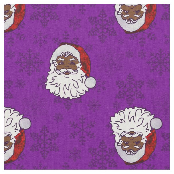 African American Black Santa Claus Christmas Fabric | Zazzle