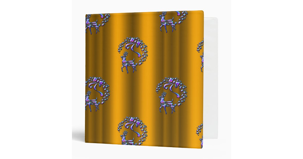 Purple Christmas Reindeer on Gold Binder | Zazzle