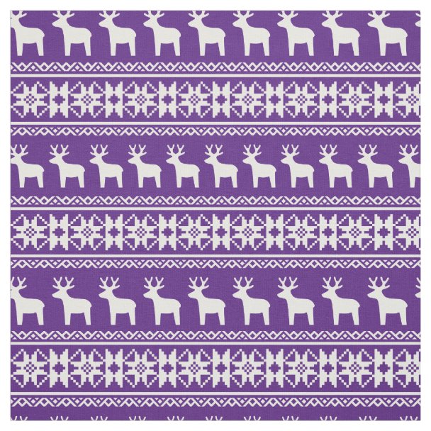 Christmas Reindeer Snowflake Pattern Vintage Green Fabric | Zazzle