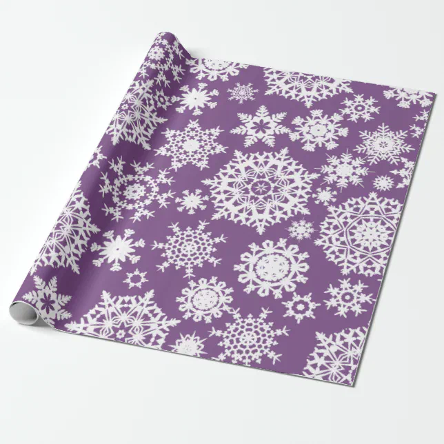 Purple Christmas Snowflake Pattern wrapping paper | Zazzle