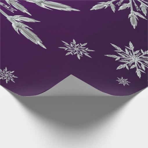 Purple Christmas stars with white ice crystal Wrapping Paper | Zazzle