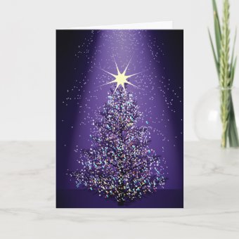 Purple Christmas Tree Holiday Card | Zazzle
