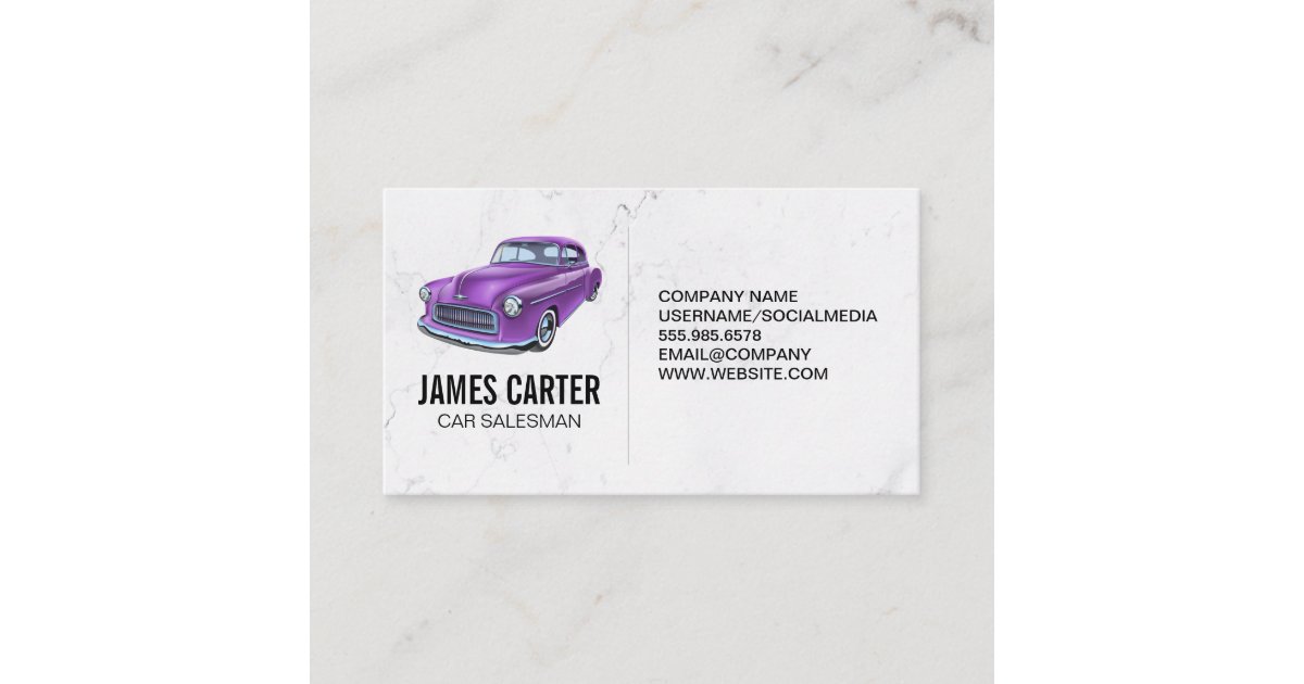 Purple Classic Car Business Card | Zazzle