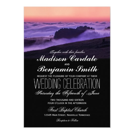 Purple Clouds Sunset Mountain Wedding Invitations | Zazzle.com
