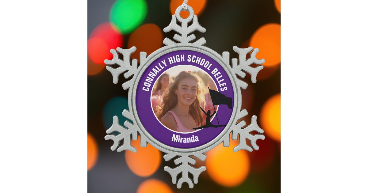 Purple Color Guard Photo High School Dancer Snowflake Pewter Christmas ...