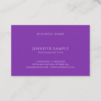 Purple Color Modern Template Professional Elegant Business Card | Zazzle