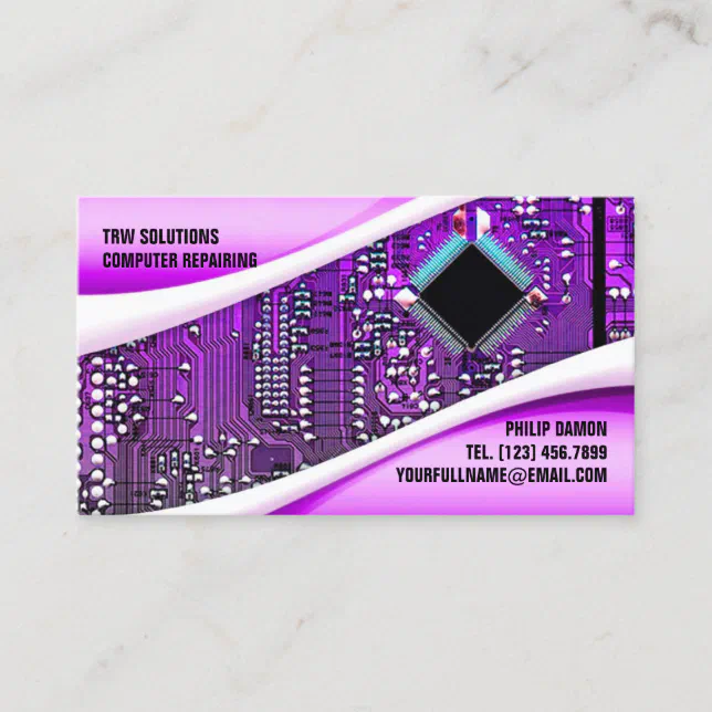 Purple Computer Repair Business Card | Zazzle