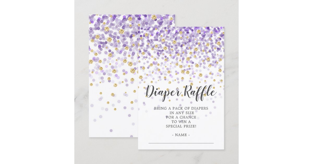 Purple Confetti Baby Shower Diaper Raffle Ticket Invitation | Zazzle