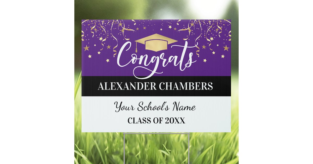 Purple Confetti Graduation Yard Sign | Zazzle