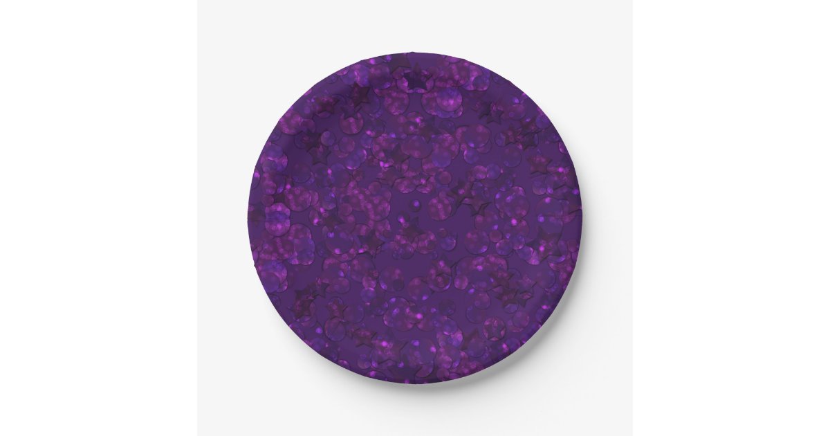 Purple confetti paper plates | Zazzle