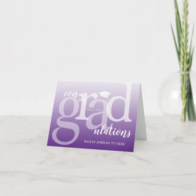 Purple ConGRADulations Graduation Congratulations Card | Zazzle