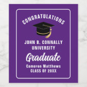 Purple Congratulations Graduate Graduation Party Wine Label | Zazzle