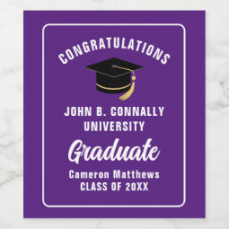 Purple Congratulations Graduate Graduation Party Wine Label | Zazzle