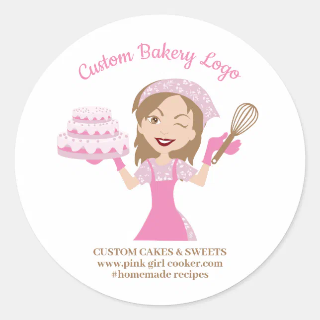 Purple Cooker Lady Boss Cake Decorator Bakery Classic Round Sticker ...