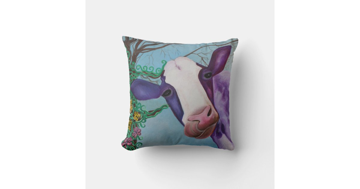 Purple Cow American MoJo Pillow | Zazzle