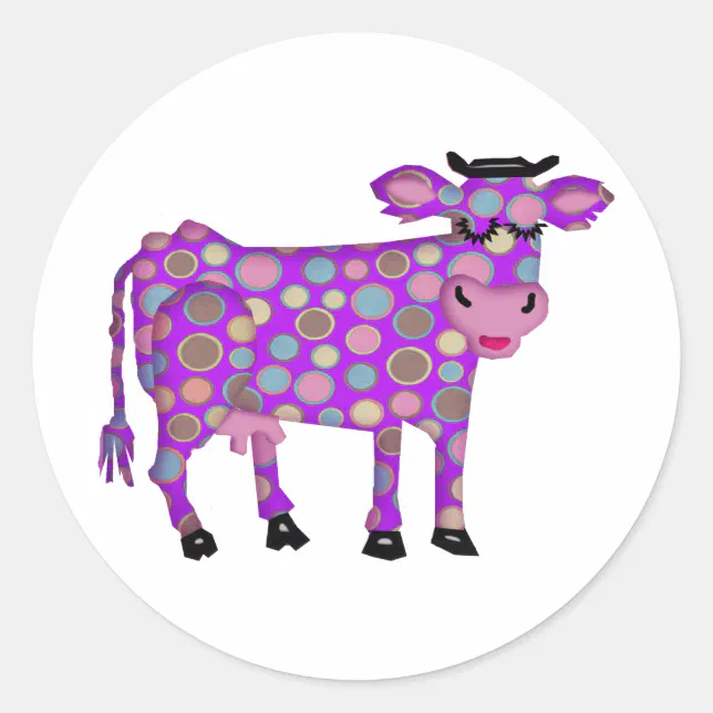 Purple Cow Classic Round Sticker | Zazzle