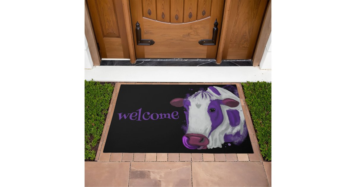 Purple cow doormat | Zazzle